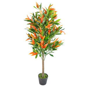 Leaf Artificial Red and Green Ficus Tree in Pot & Reviews | Wayfair.co.uk