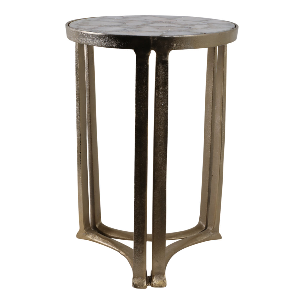 Everly Quinn Metal Aluminum Accent Table with Stone Inspired Top 22 ...