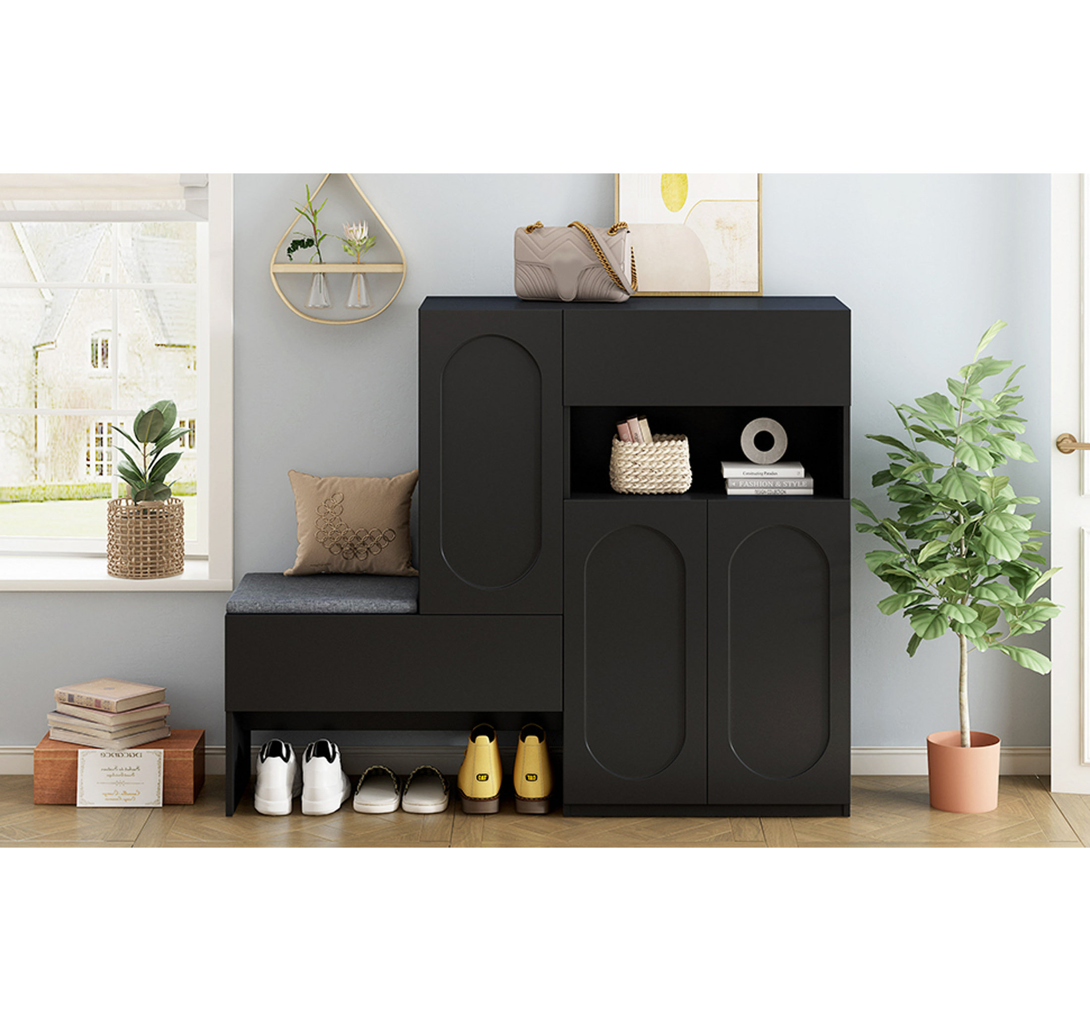 Hokku Designs Elegant 2-In-1 Shoe Cabinets With Soft Cushion, Modern ...