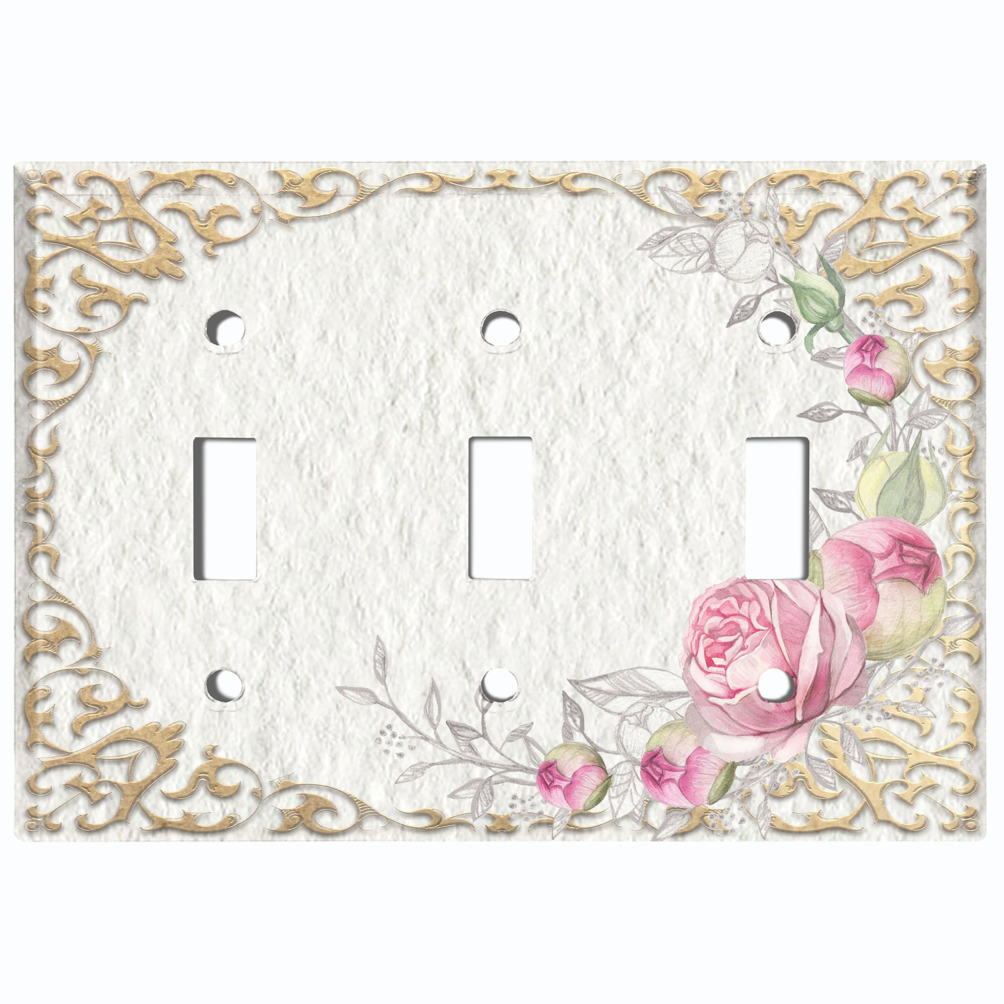 WorldAcc Metal Light Switch Plate Outlet Cover (Vintage Pink Roses ...