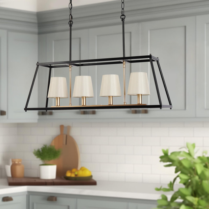 Everly Quinn Doly 4 - Light Lantern Modern Linear Chandelier | Wayfair