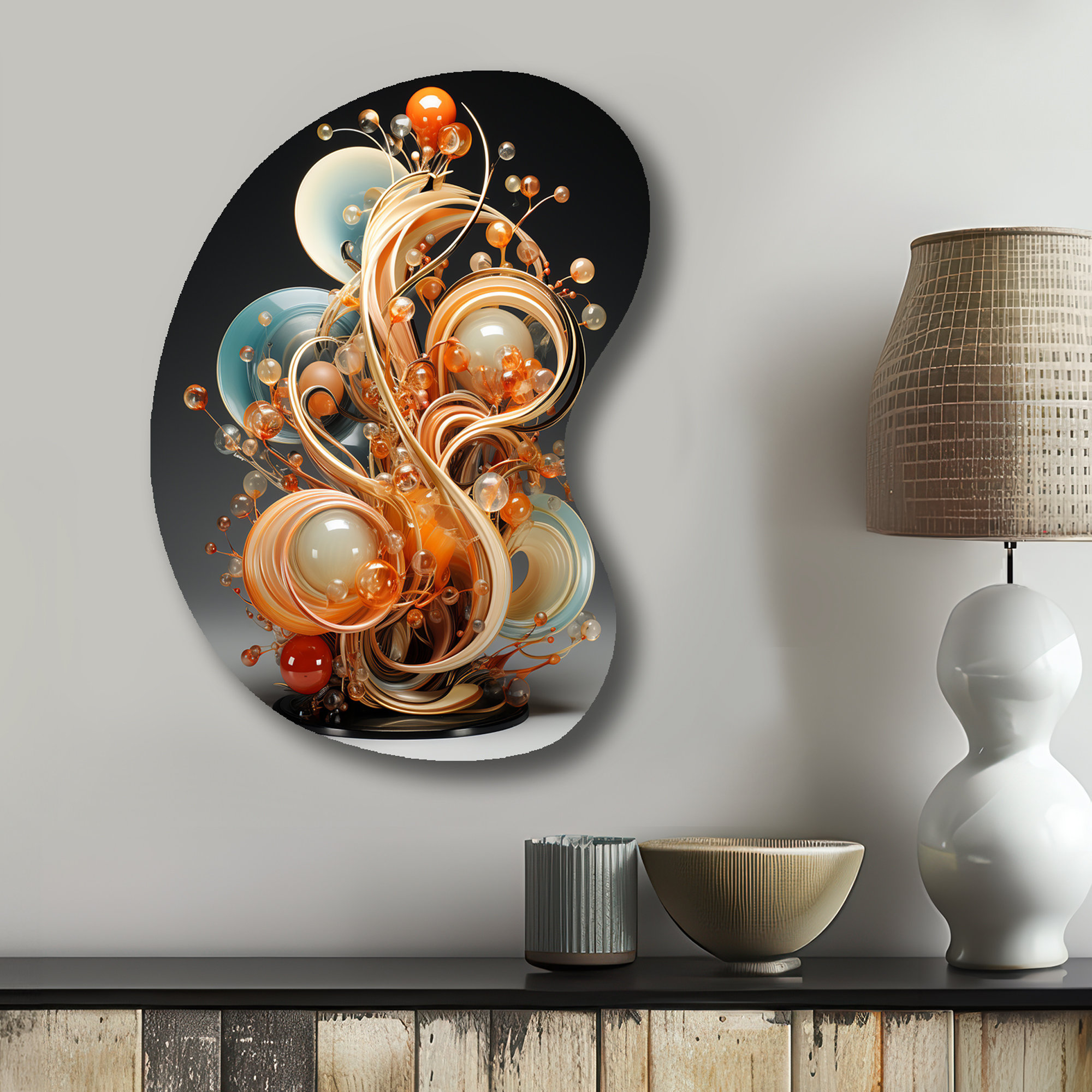 Design Art Gold Wire Sculpture - Abstract Spirals Boom Shape ...