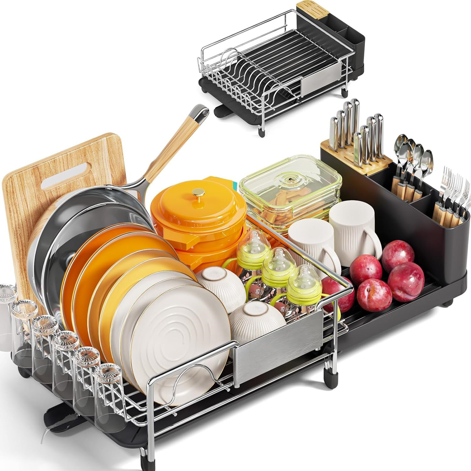 Grobem Dish drying rack, expandable stainless steel dish rack with ...