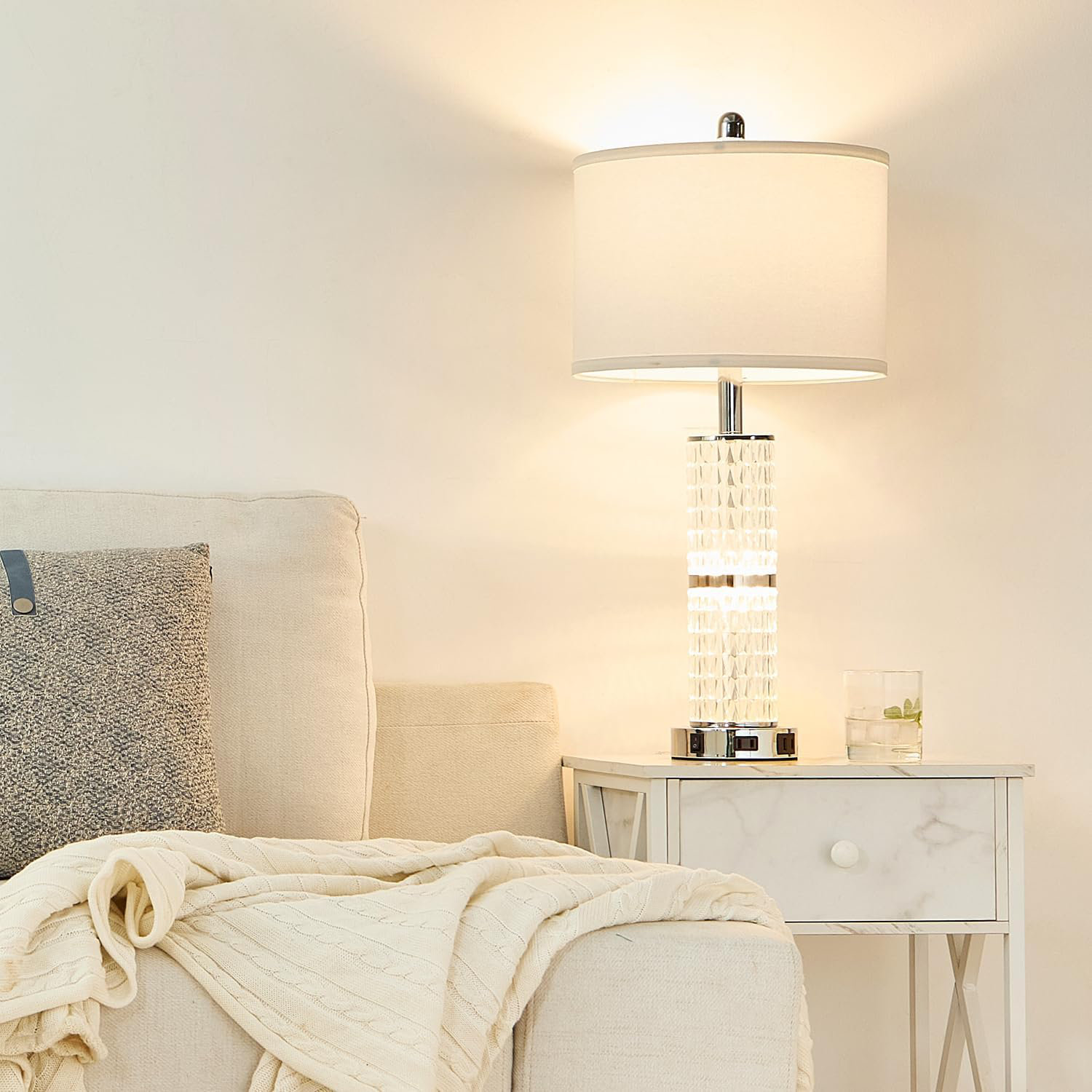 Everly Quinn Modern Crystal Table Lamps With 3-Way Dimmable Touch ...