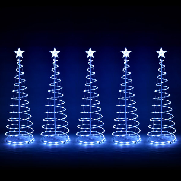 Yescom 5 Ft LED Spiral Tree Light Cool White 182 LEDs USB Powered ...