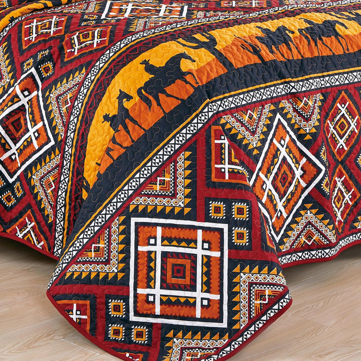 Chezmoi Collection Rodeo Sunset Cowboys Microfiber Quilt Set | Wayfair