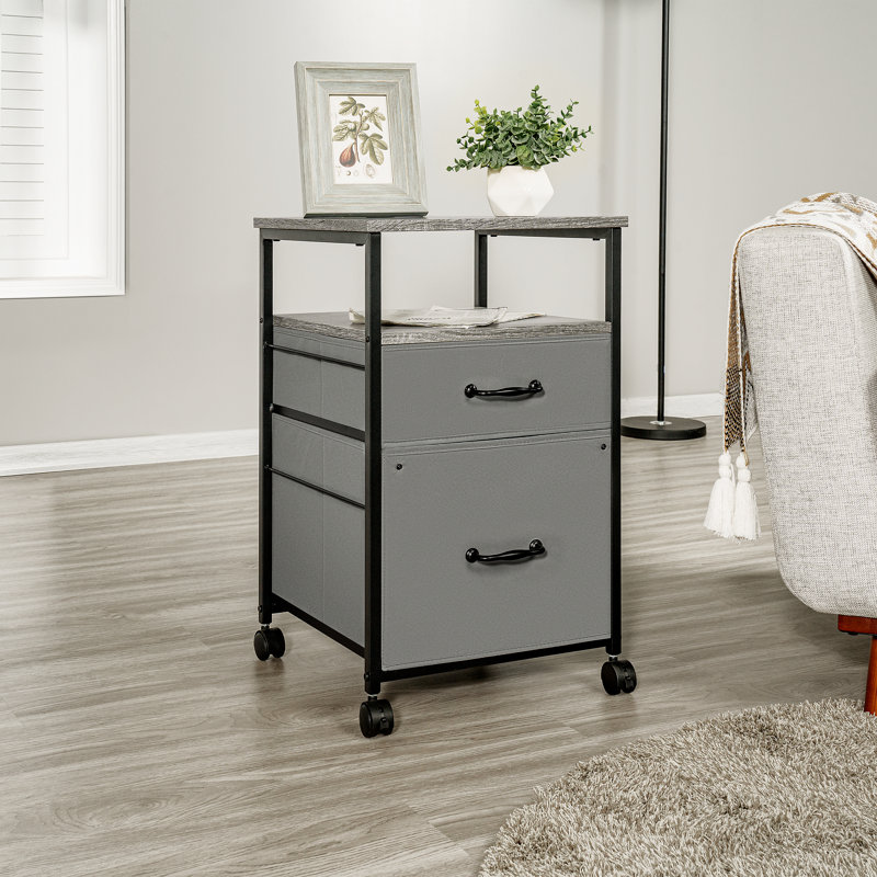 Ebern Designs Durgin Panther Night Stand with Storage Shelf and Drawer ...