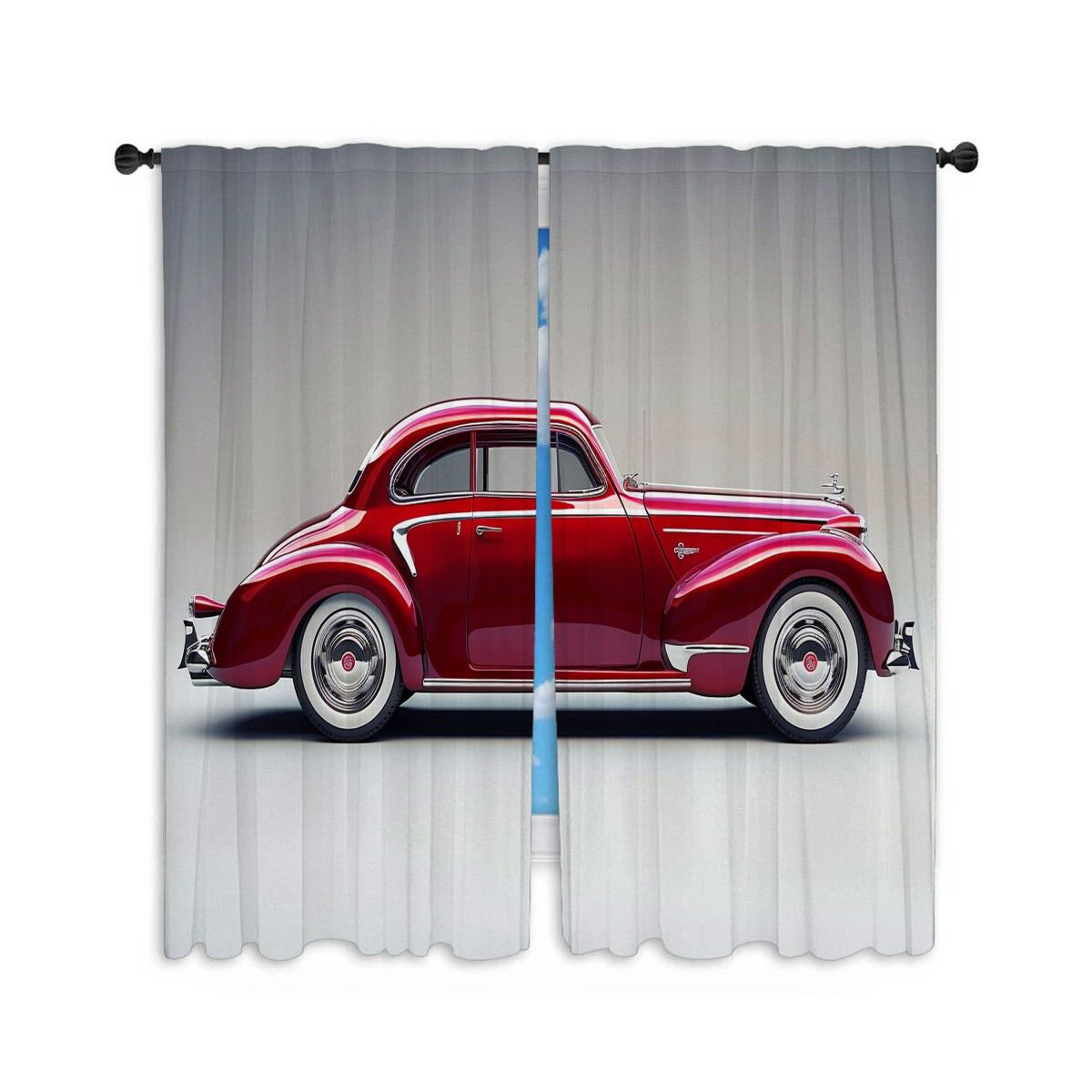VisionDecor 11982_Vintage Car Window Curtains Transportation Shiny ...