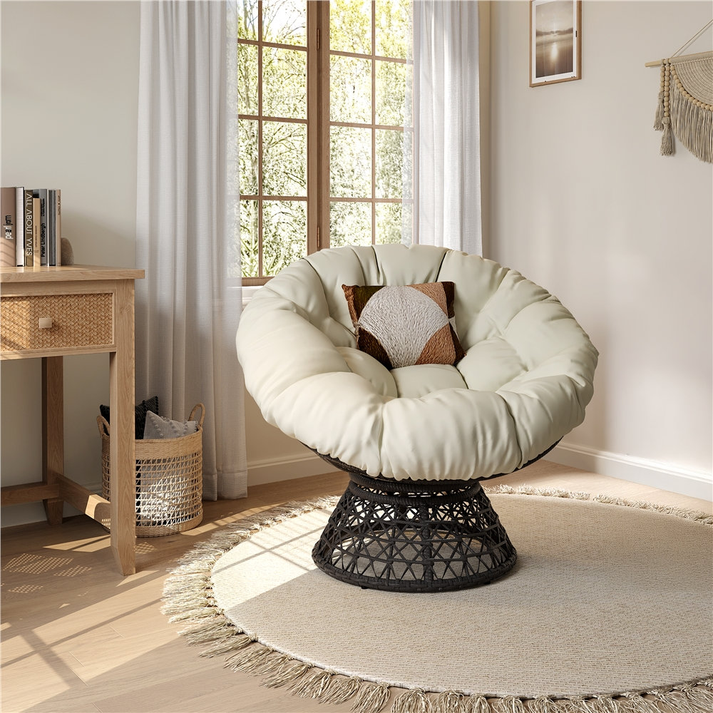 Bayou Breeze 360° Rotatable PE Rattan Papasan Chair Swivel Round Chair ...