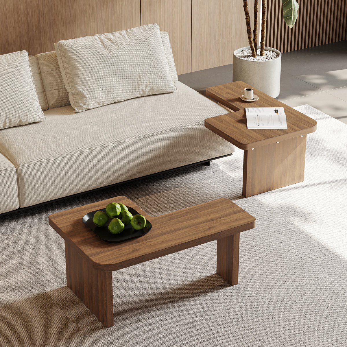 Ebern Designs Wooden Modular Small Modern Coffee Table | Wayfair