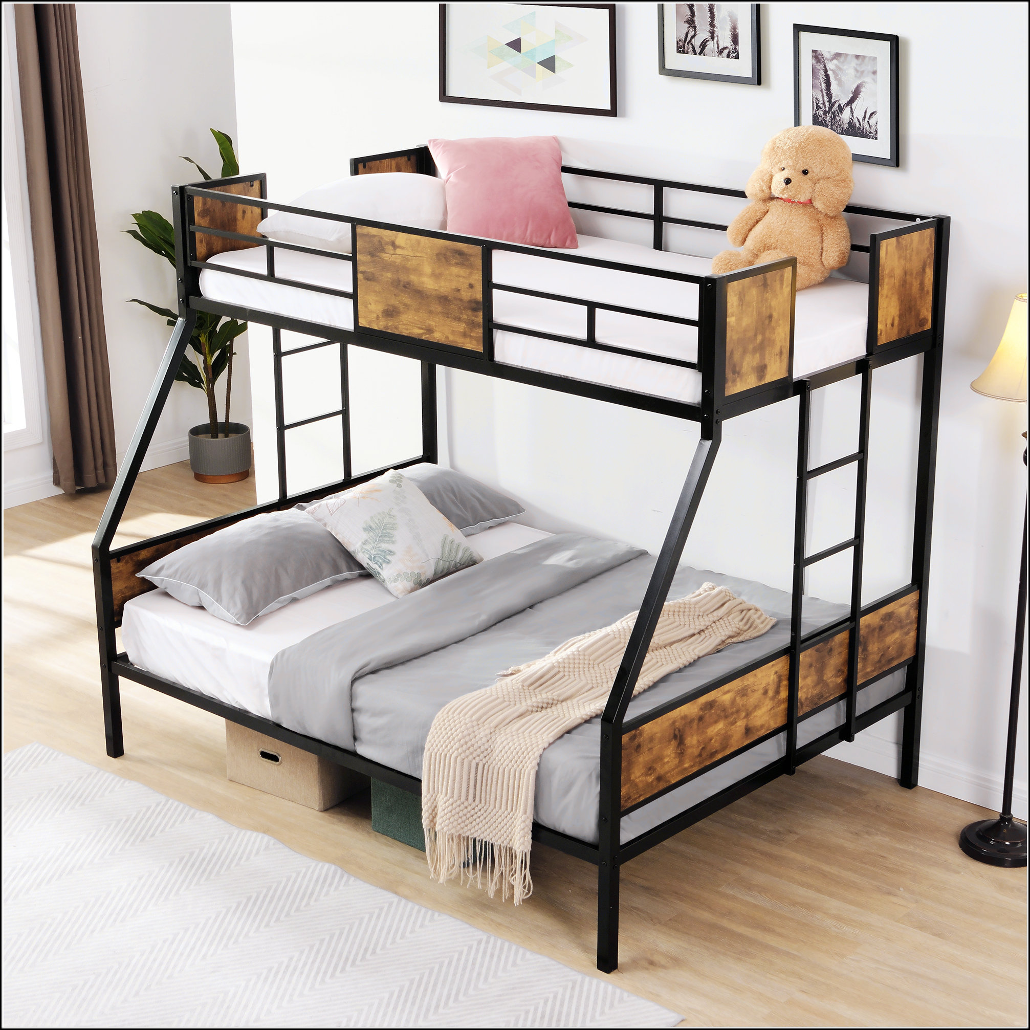 Mason & Marbles Sturdy Metal Bunk Bed With Dual Ladders And Guardrails ...