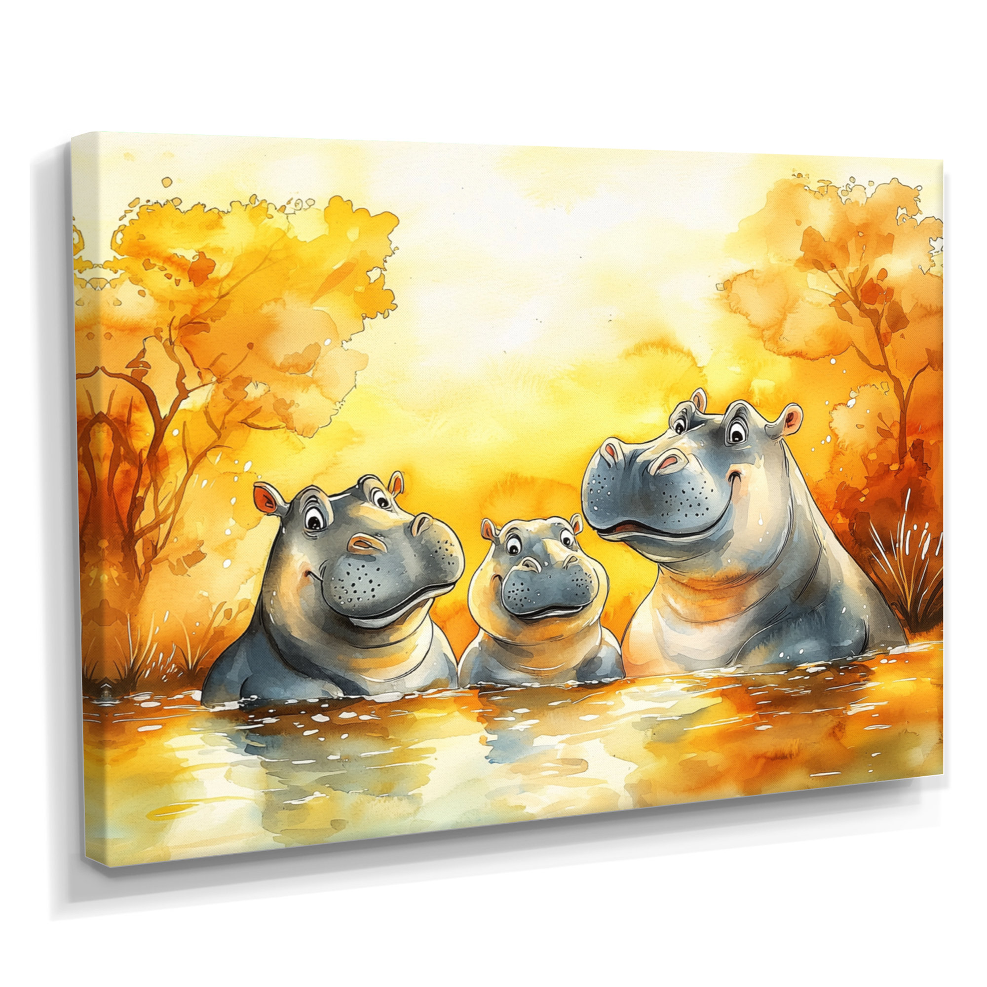 Red Barrel Studio® Hippopotamus Family In Africa II - Hippopotamus Wall ...