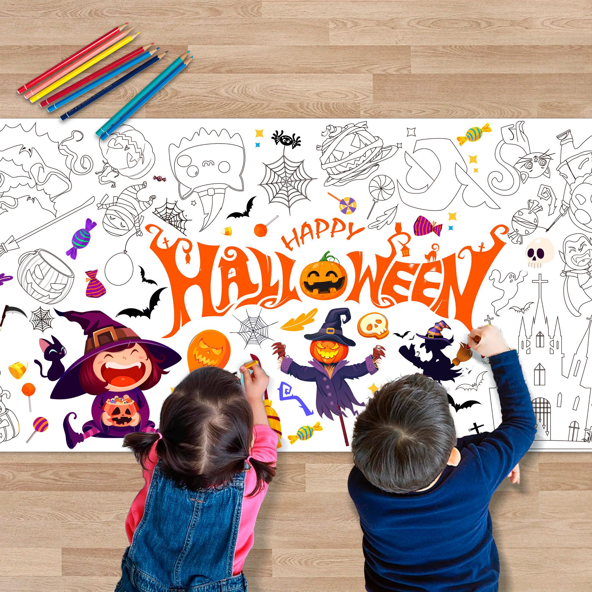 The Holiday Aisle® Halloween Giant Coloring Poster for Kids | Wayfair