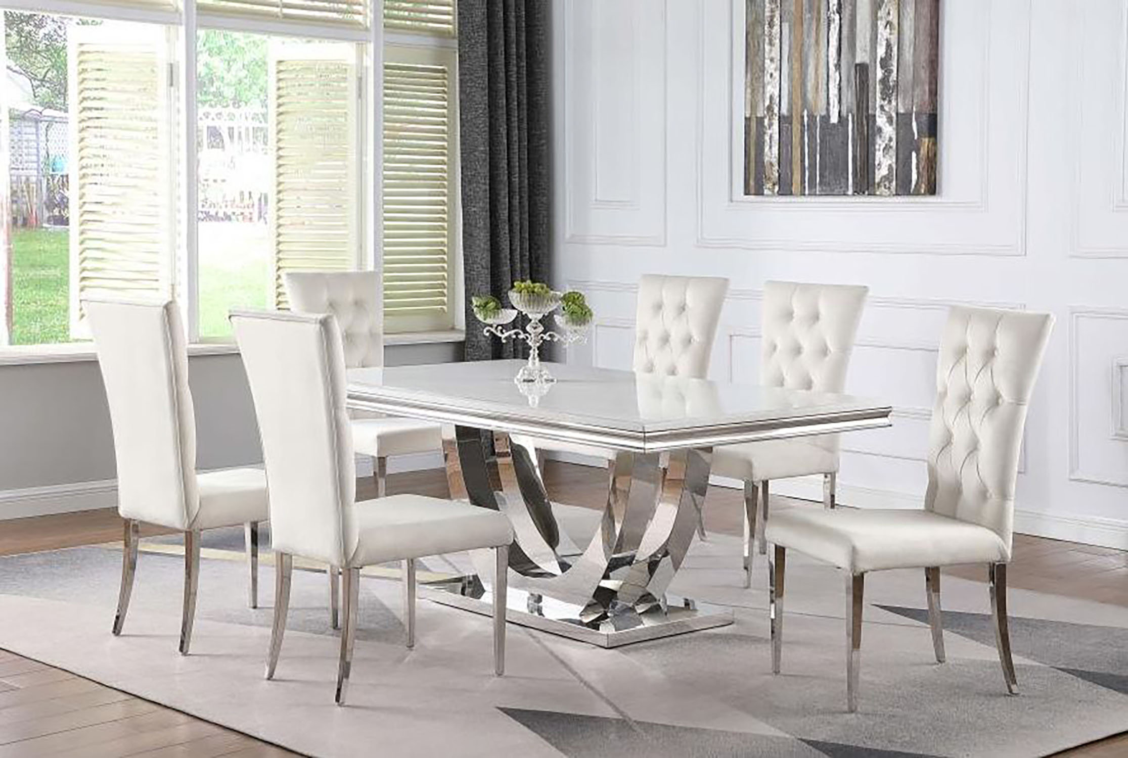 Rosdorf Park Katrell 7 - Piece Faux Marble Top Pedestal Dining Set ...