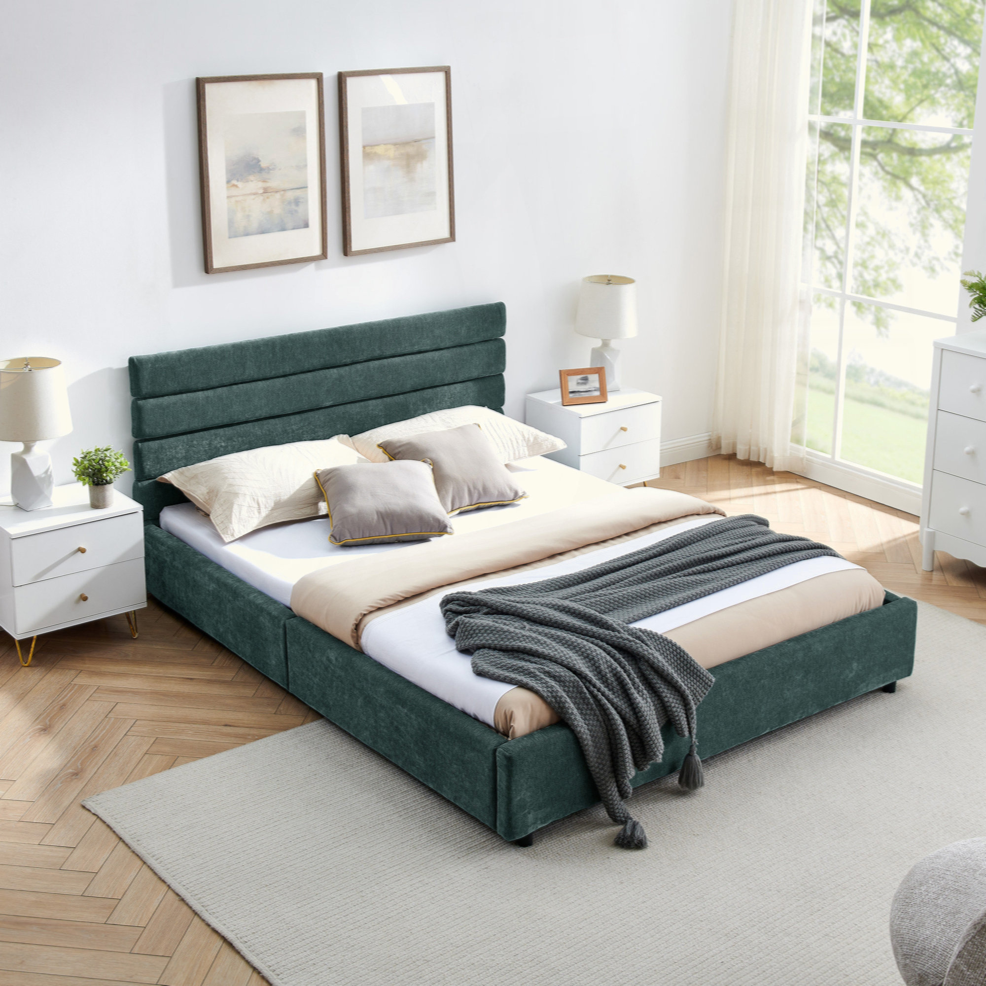 Latitude Run® Cushioned Bed, Comfortable Cushioned Bed Frame, Headboard ...