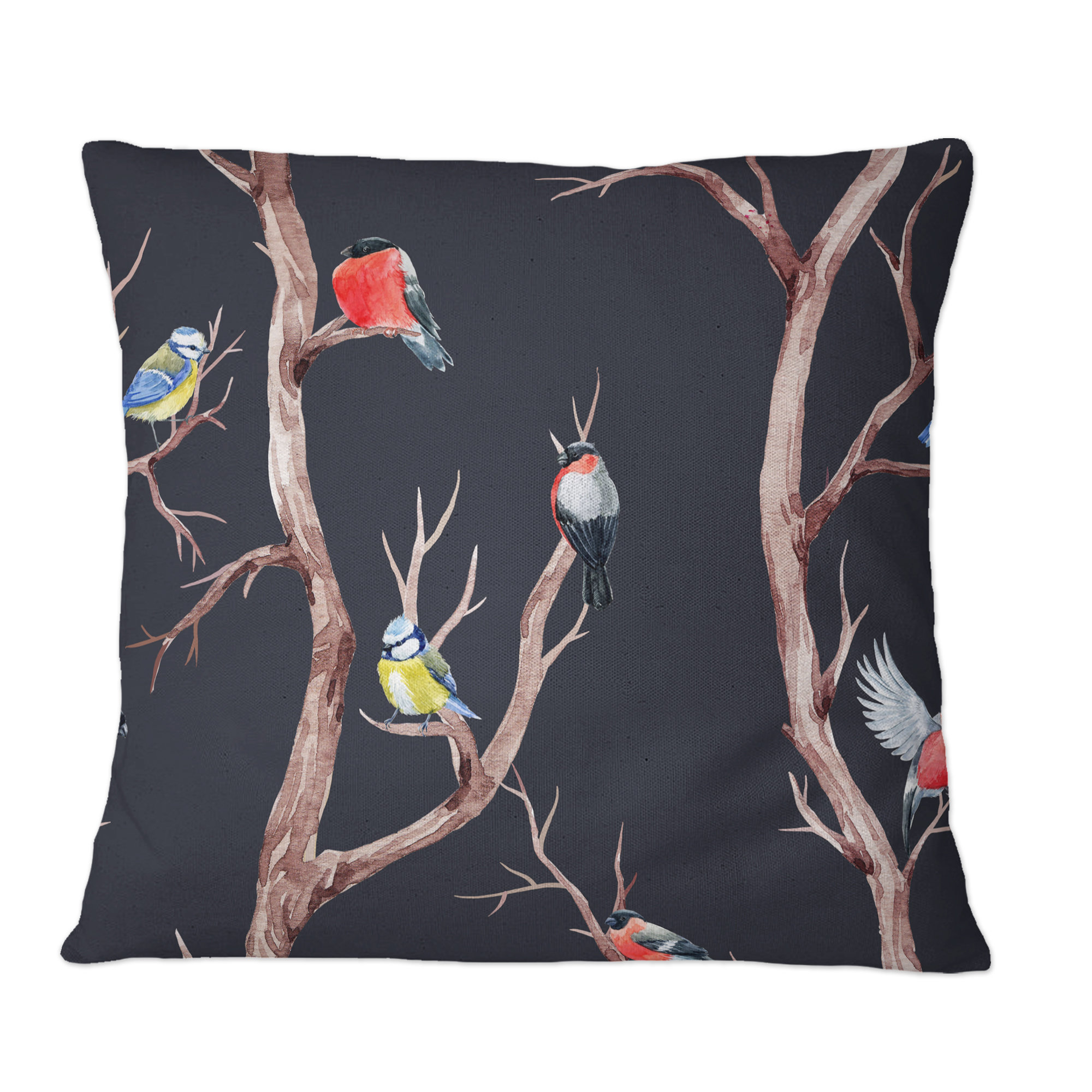 Design Art Fall Trees With Red Birds On Black - Traditional Printed ...