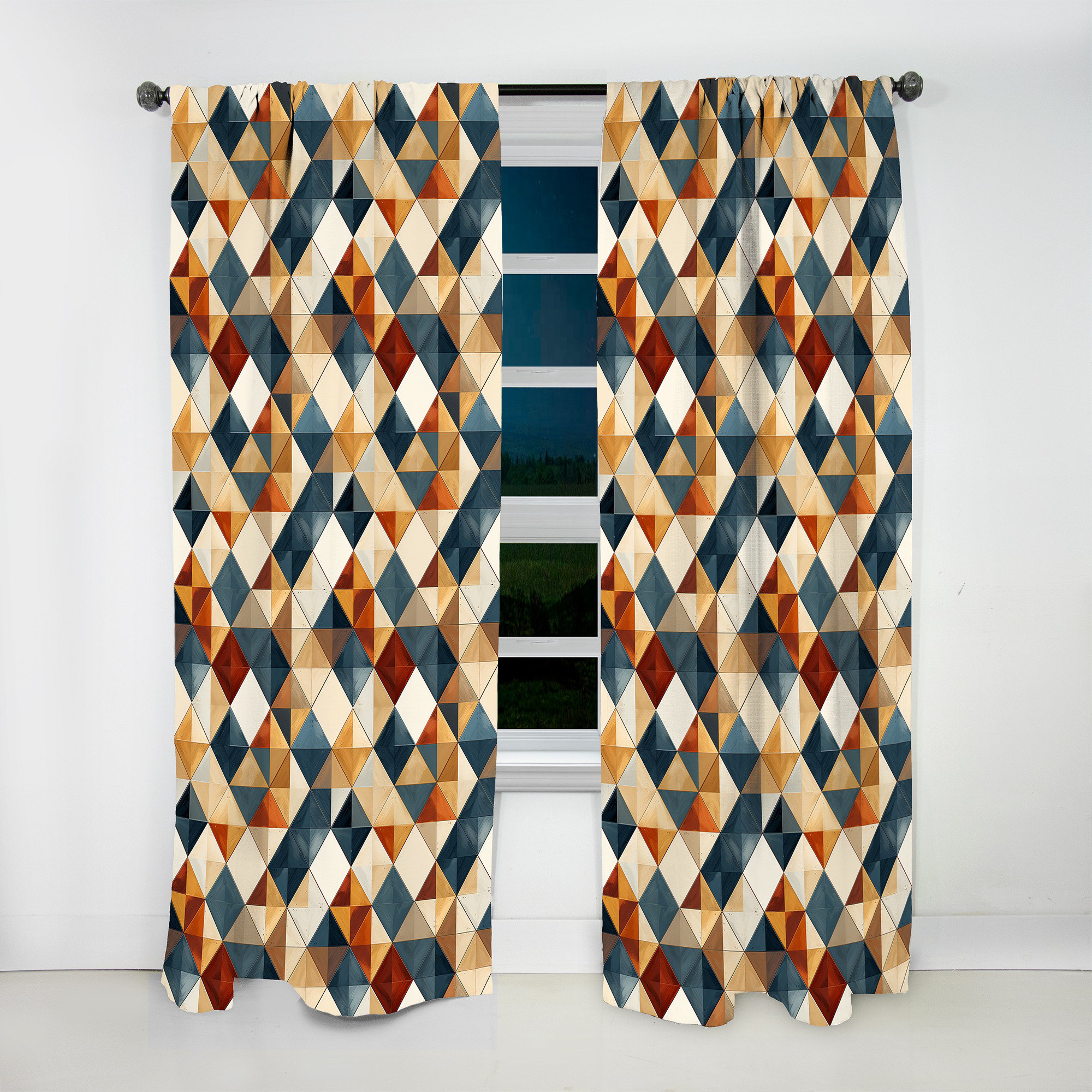 Design Art Natural Tones Grey And Beige Mosaic - Abstract Curtain ...