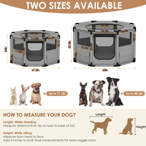 Pirecart 1 Dog Playpen, Portable Oxford Fabric Dog Fence with Steel ...