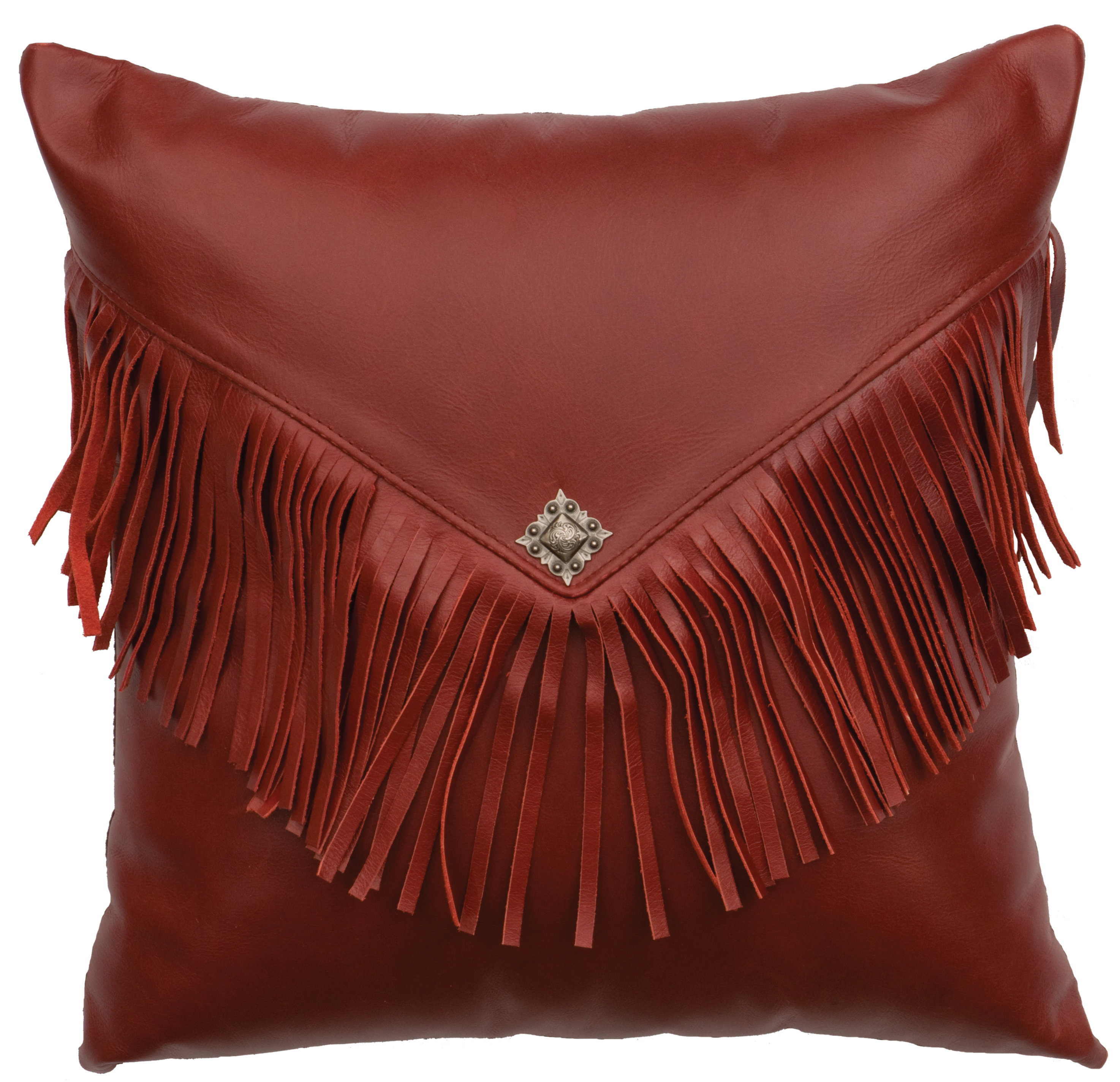 Wooded River Dark Red Leather Pillow | Wayfair