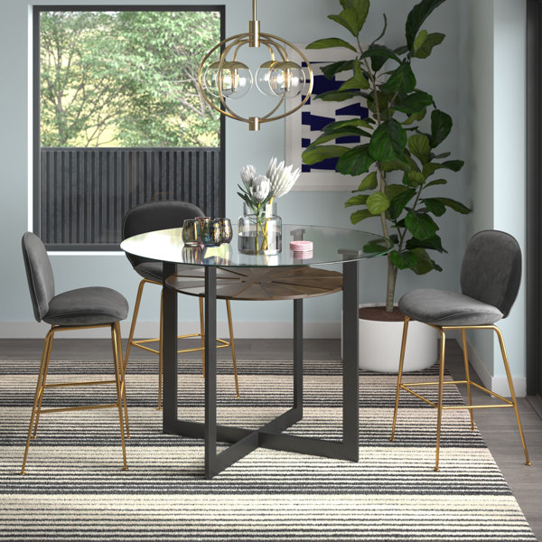 Mercury Row® Rowlett Round Glass Top Dining Table & Reviews - Wayfair ...