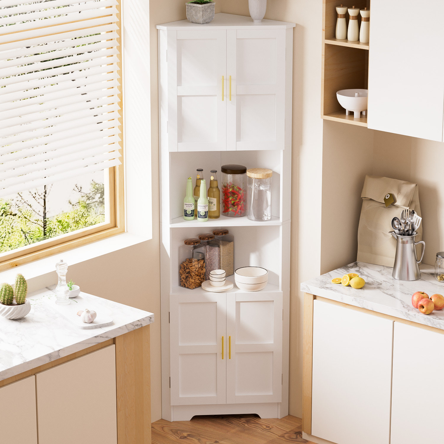 Winston Porter Bryn Morden Tall Corner Cabinet For Mulitiple Scenarios ...