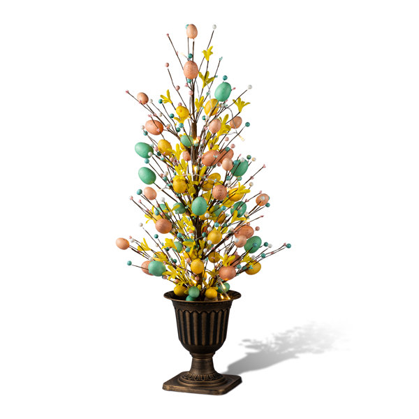 Ophelia & Co. 36"H Easter Egg & Flower Urn Porch Tree, 20 Warm White ...