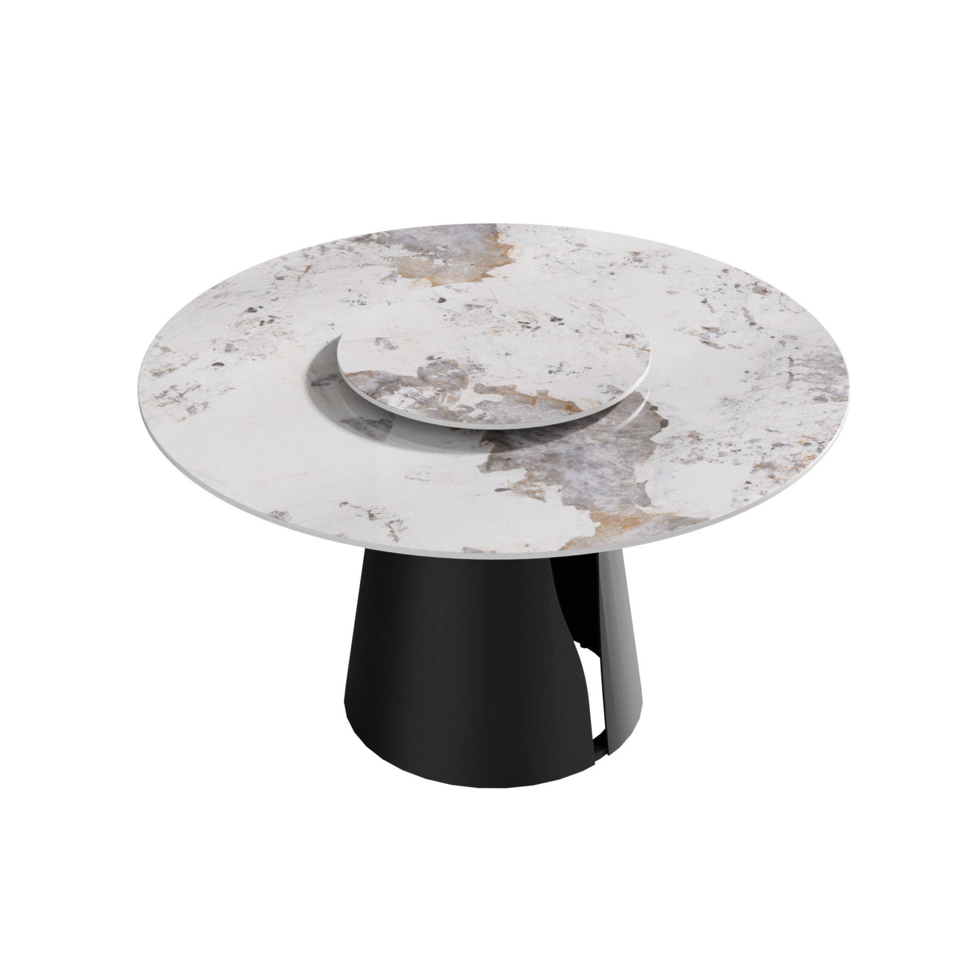 Ebern Designs Modern Artificial Stone Round Black Carbon Steel Base ...