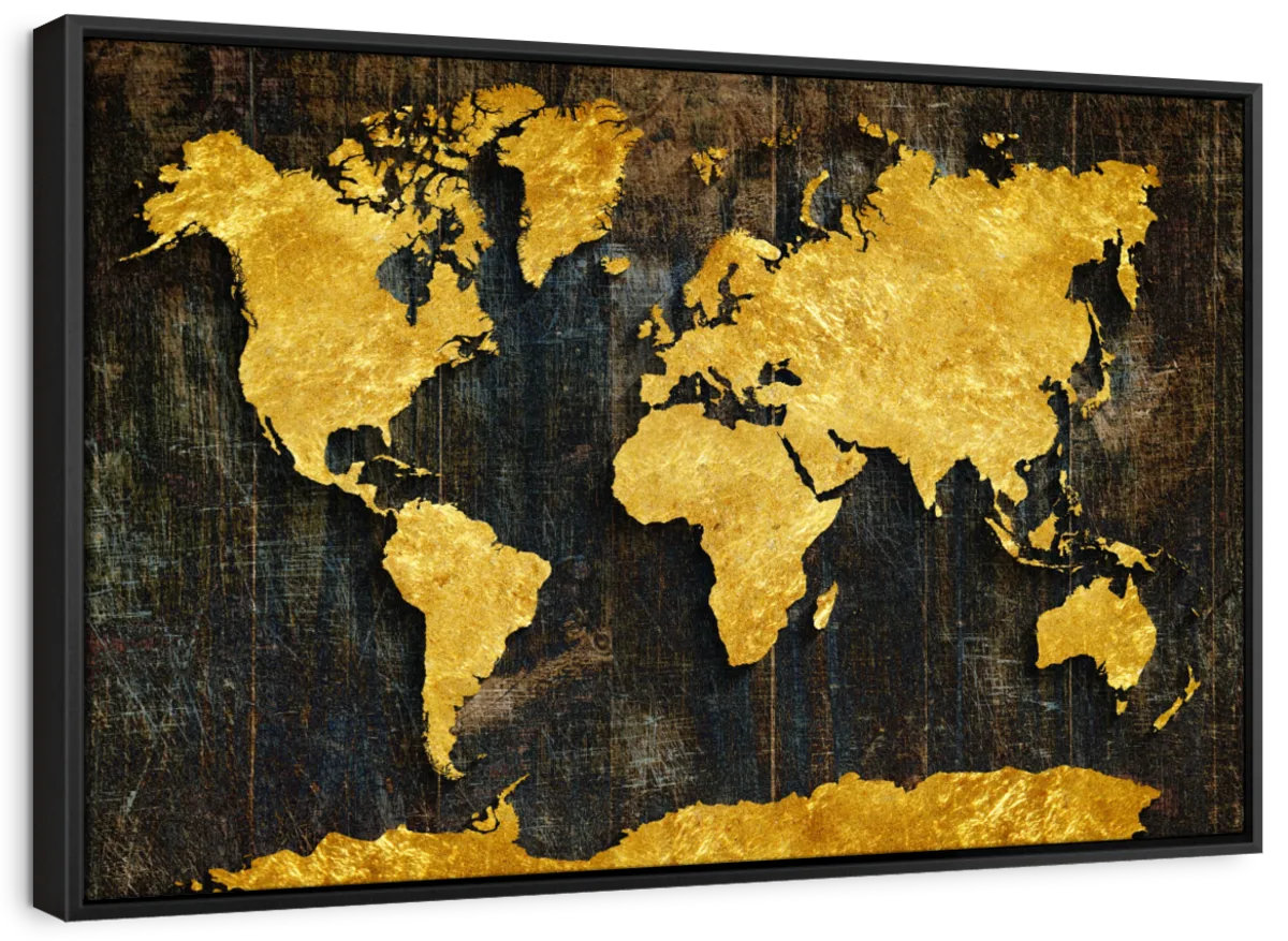 Trinx Map " Refined Gold World Map Canvas Print " | Wayfair
