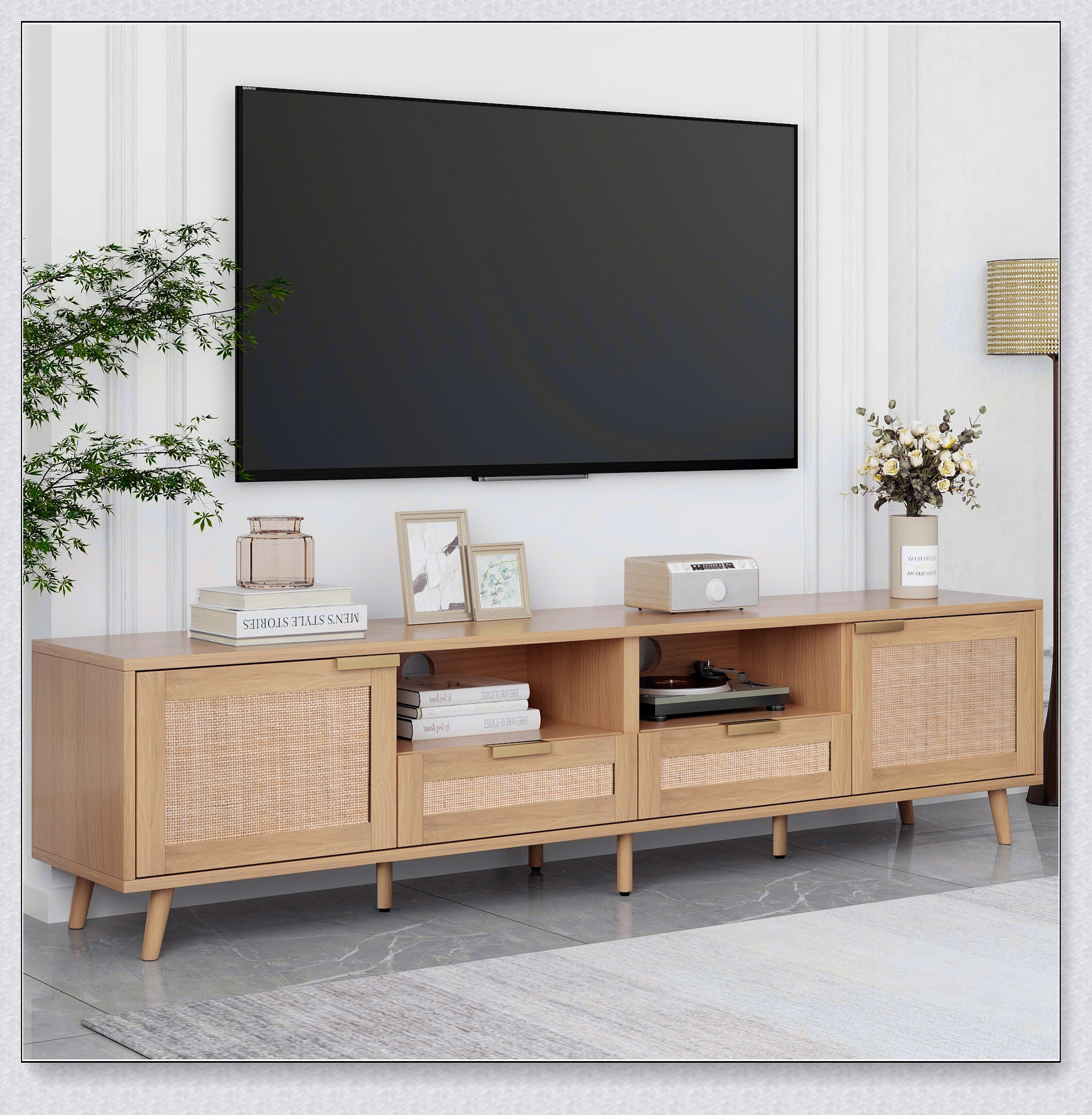 Bay Isle Home™ TV Stand with Drawers, 65+ Inch TVs Stable support ...