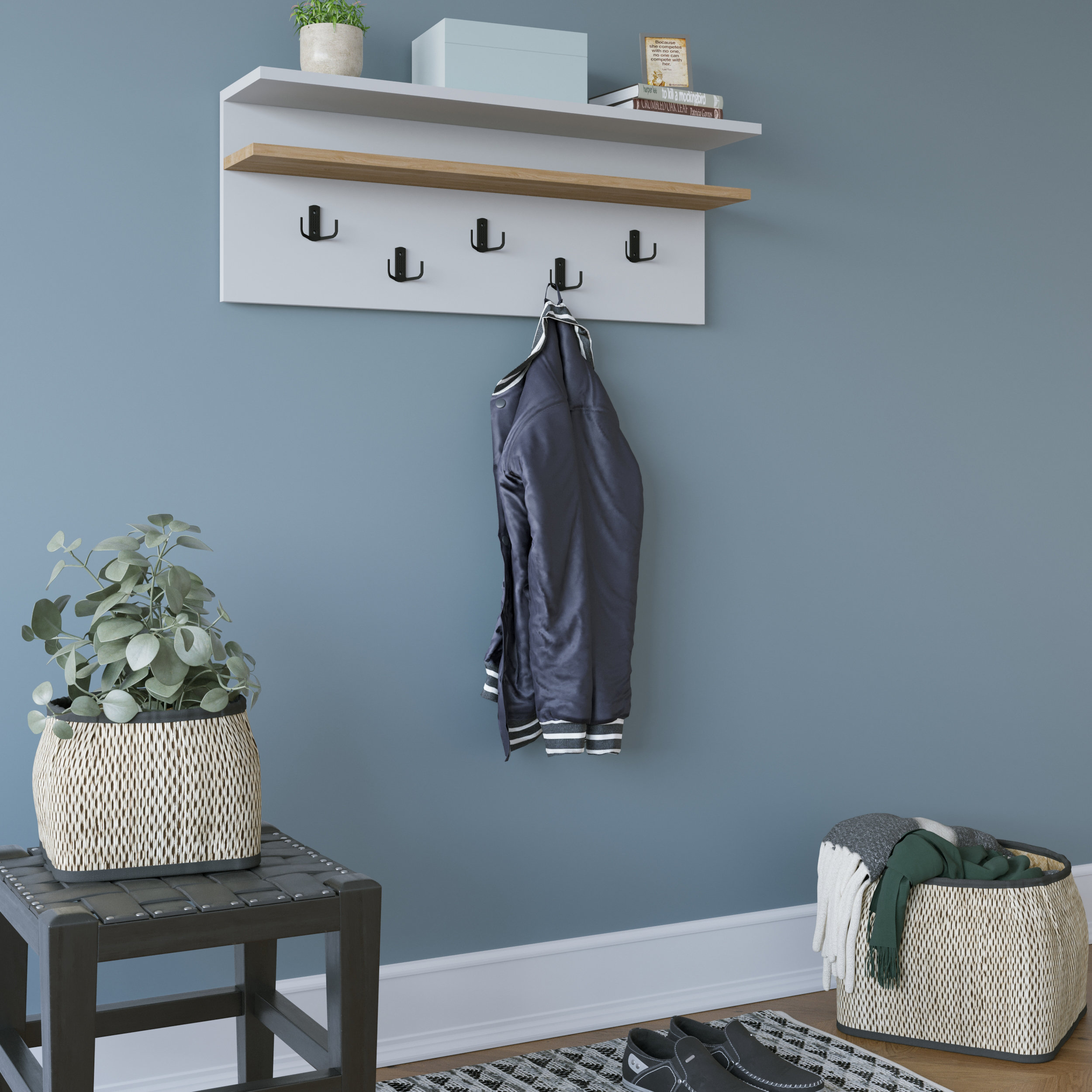 Latitude Run® Manufactured Wood 5 - Hook Over the Door Wall Mounted ...