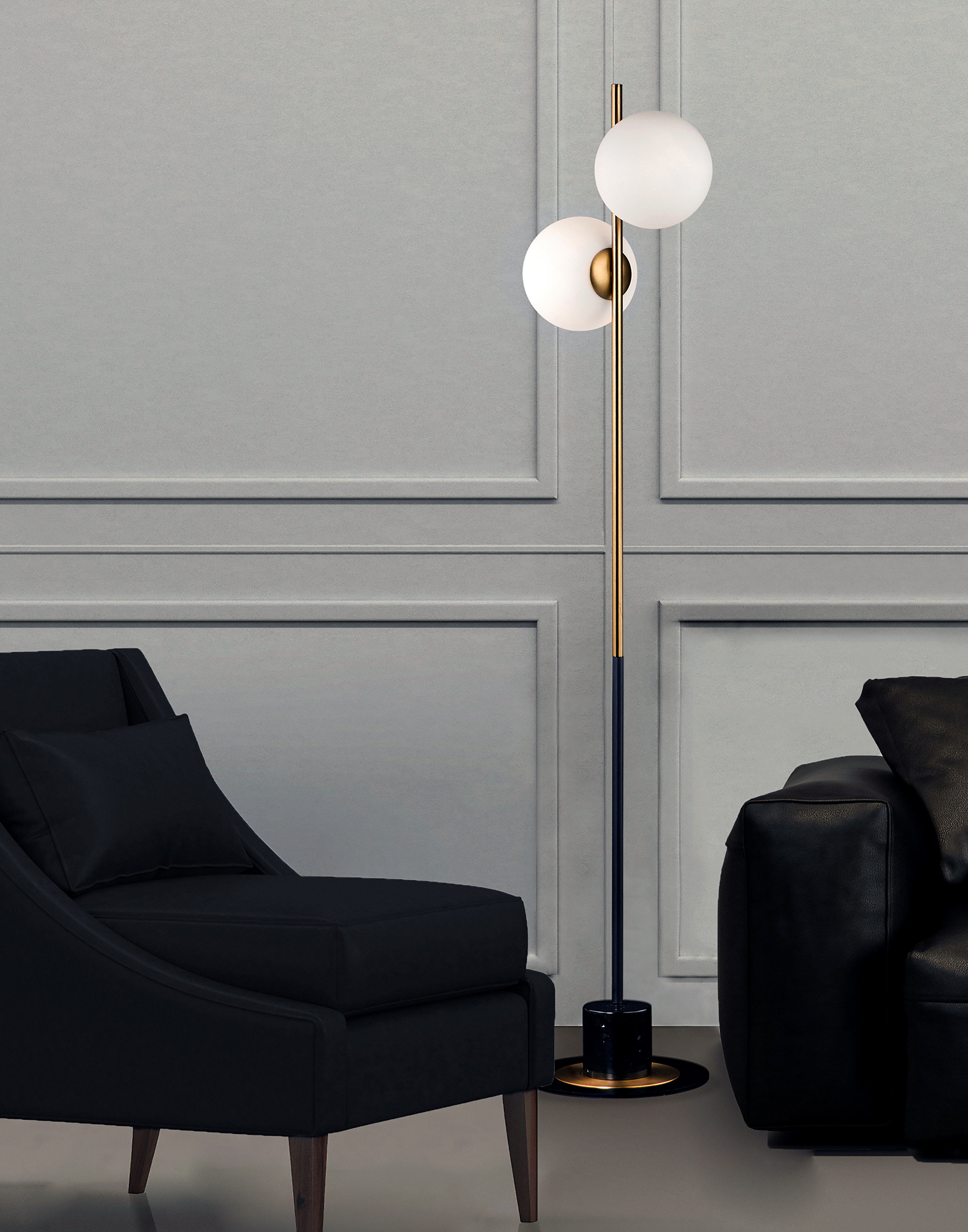 AllModern Drake 69'' Satin Brass/Black Tree Floor Lamp & Reviews ...
