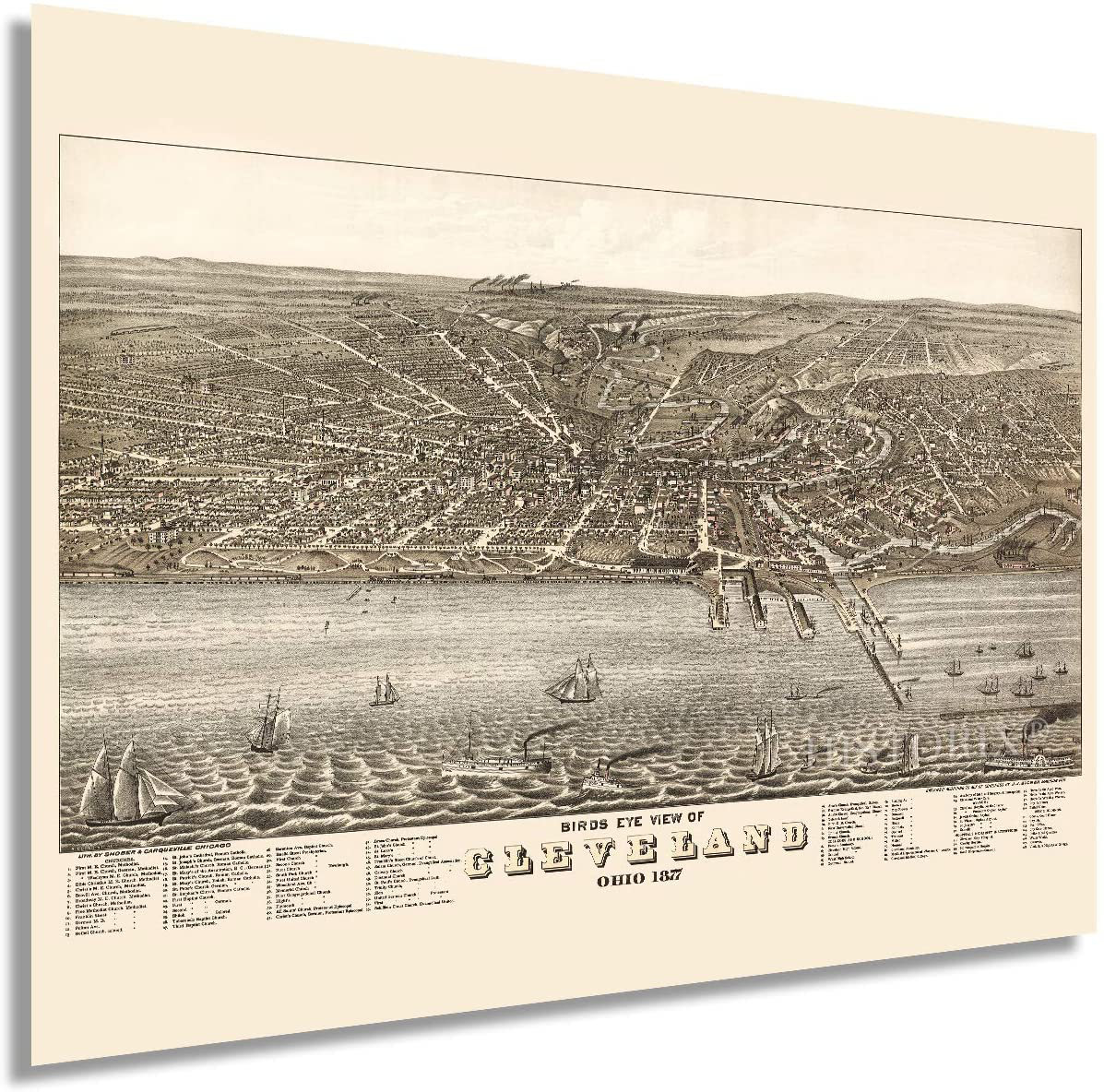 HISTORIC PRINTS HISTORIX Vintage 1877 Cleveland Map - 24X36 Inch ...