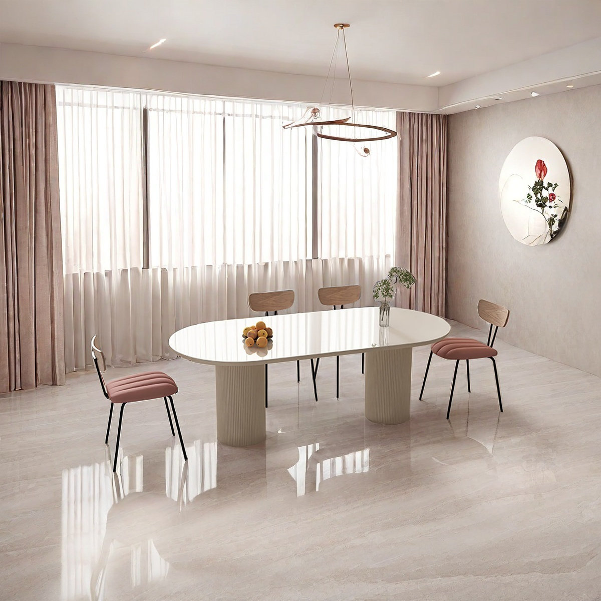 ASS Comfort Zone Matte Stone Dining Table with Roman Column Legs | Wayfair