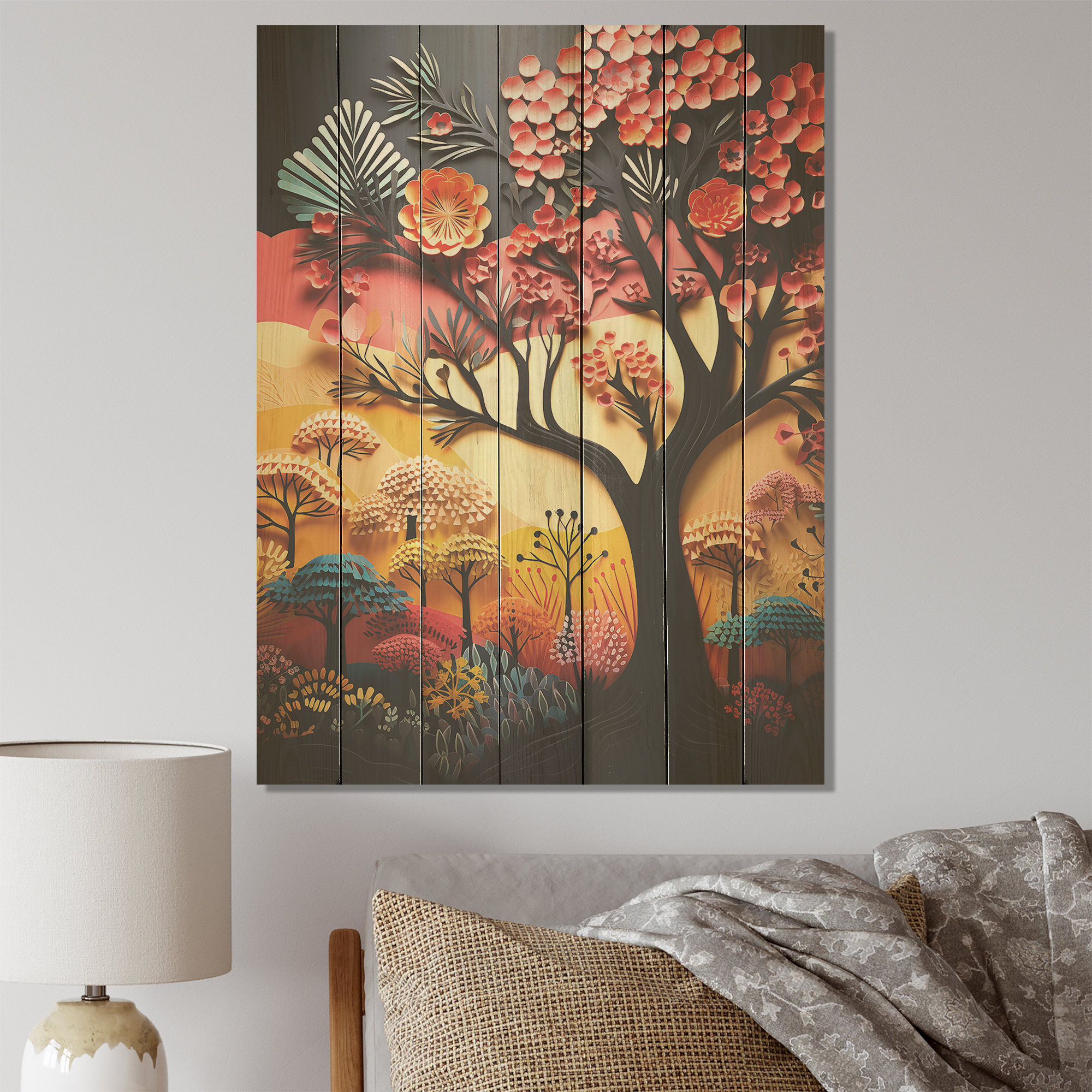 Winston Porter Colorful African Tree Landscape Collage - Tree African ...