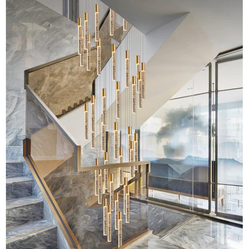 Everly Quinn Hesky 36 - Light Geometric LED Chandelier with Crystal ...