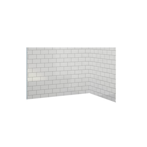 Avora Bath 3x6 Tile White Shower System with Molded Seat with Black ...