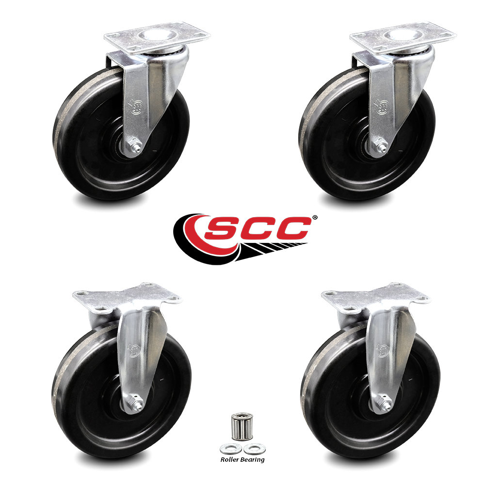 Service Caster 4 Piece Phenolic Top Plate Caster Set with 2 Rigids ...