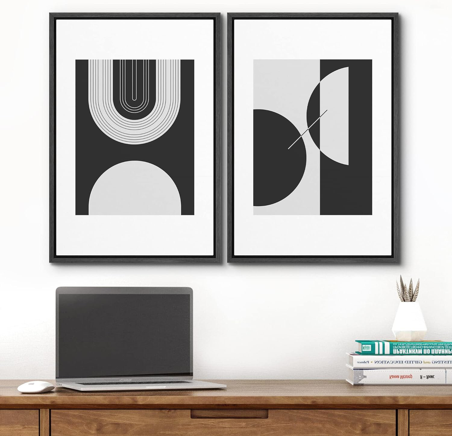 IDEA4WALL Mid Century Modern Boho Black And White Semi Circle Arches ...