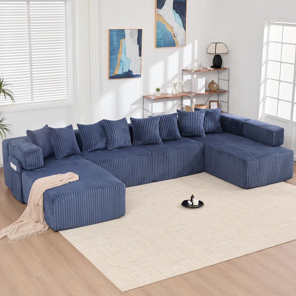 Everly Quinn Customizable 3-Piece Modular Sectional Sofa with Flexible ...