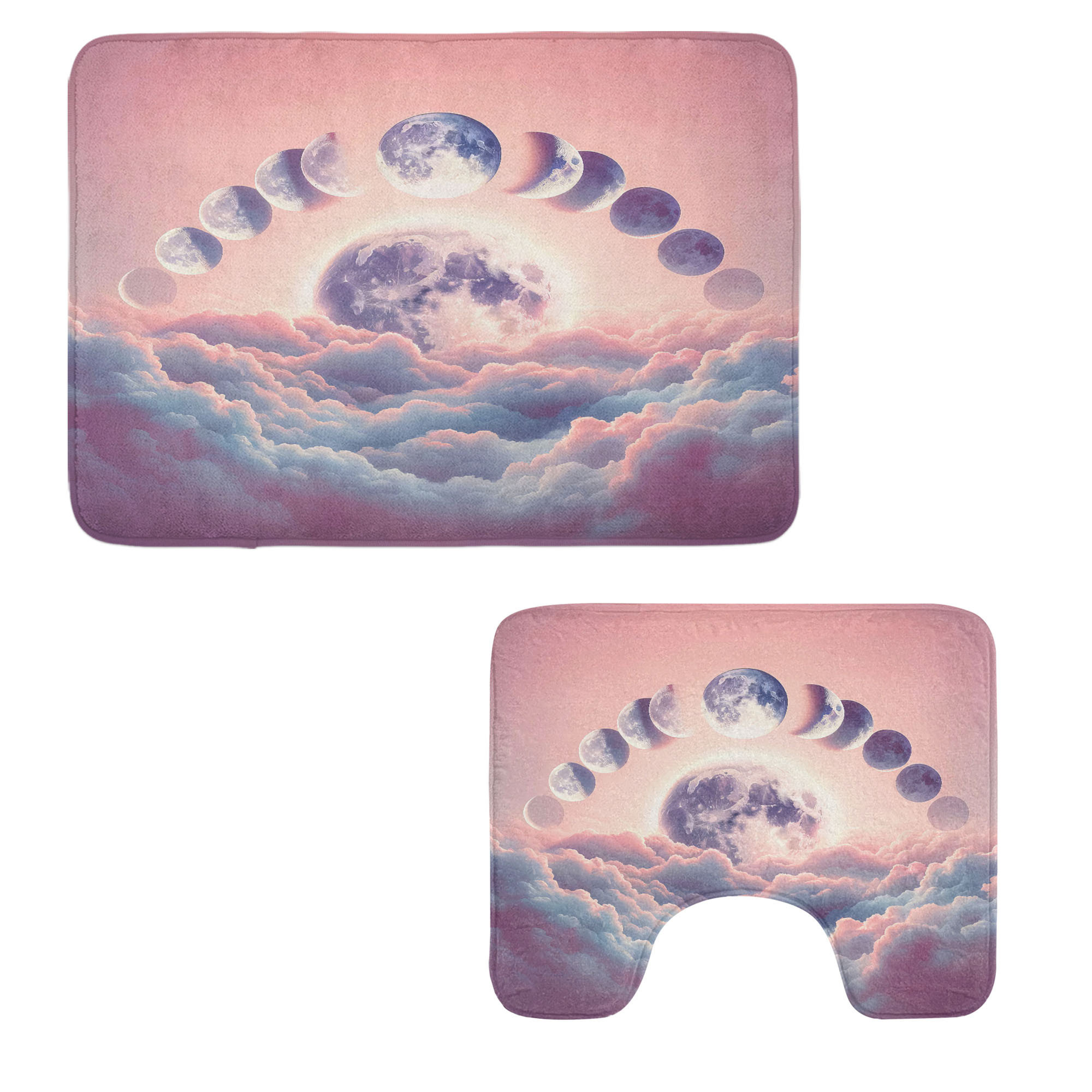 East Urban Home Pink Bathroom Rug Set 2 Pieces Rectangle & Contour Mats ...