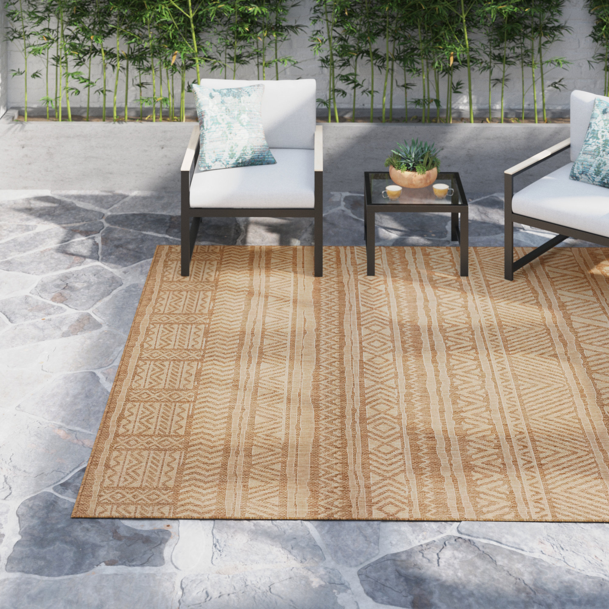 Steelside™ Zac Geometric Indoor/Outdoor Area Rug for Living Room Patio ...
