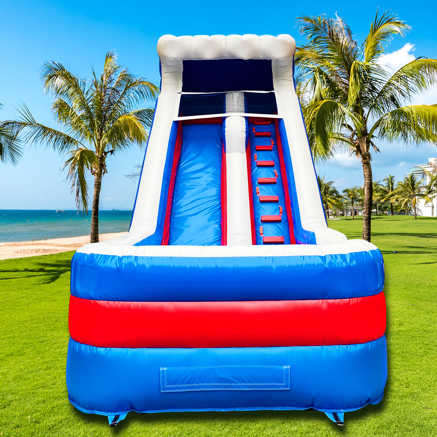 GOOSH 16' x 25' White Concise Commercial Grade Water Slide with Splash ...