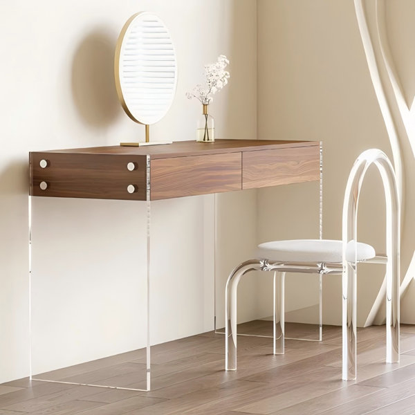 Orren Ellis Modern Minimalist Acrylic Floating Solid Wood Dressing ...