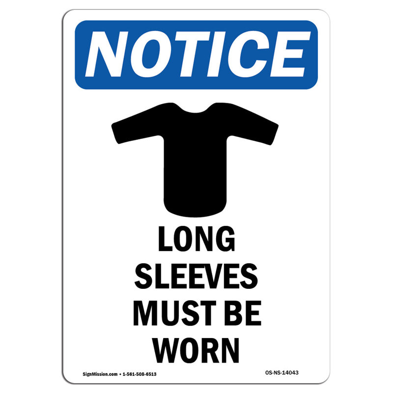 SignMission Long Sleeves Must Be Worn Sign with Symbol | Wayfair