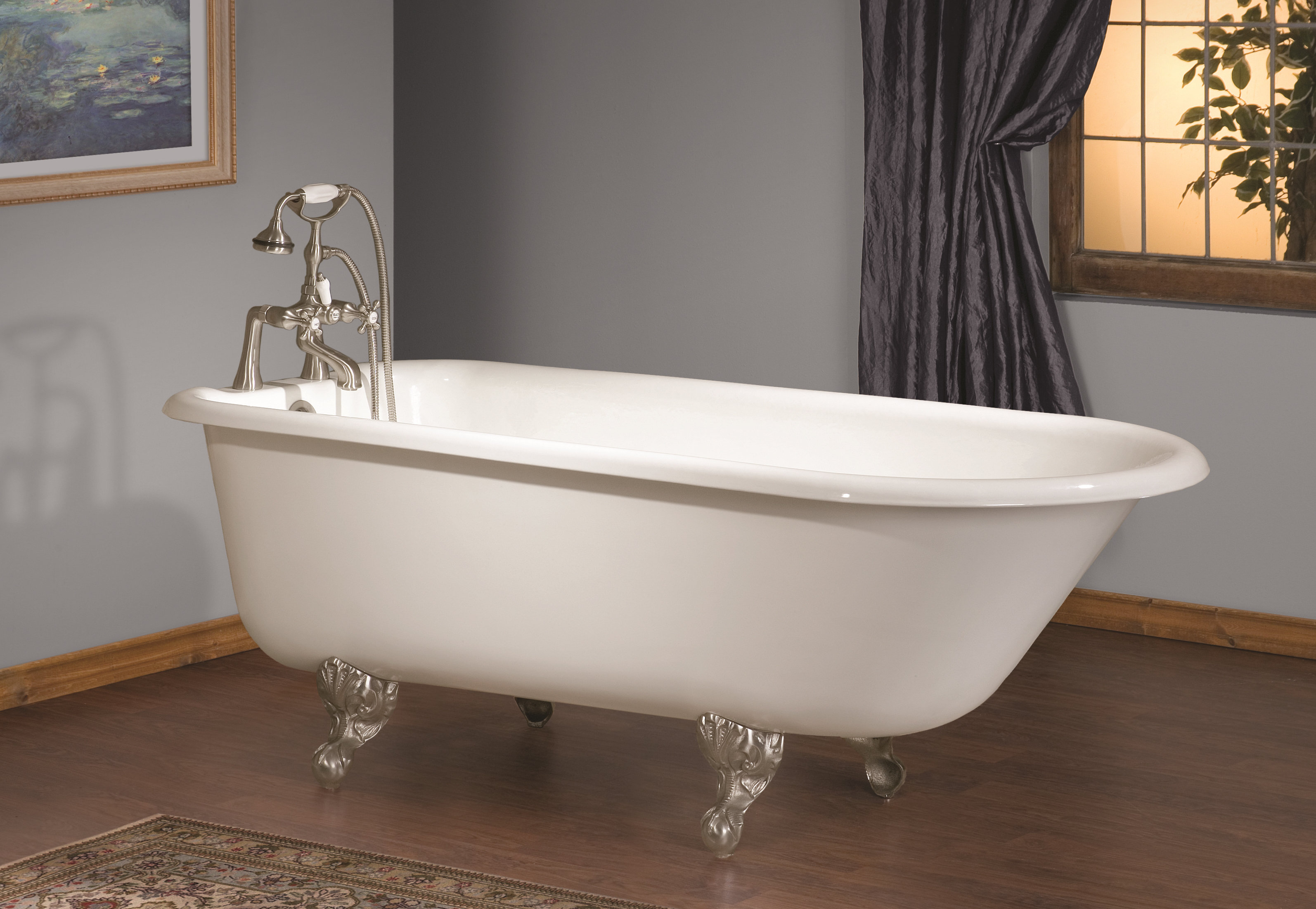 Rosdorf Park Jamaire 54" x 30" Freestanding Soaking Cast Iron Bathtub ...