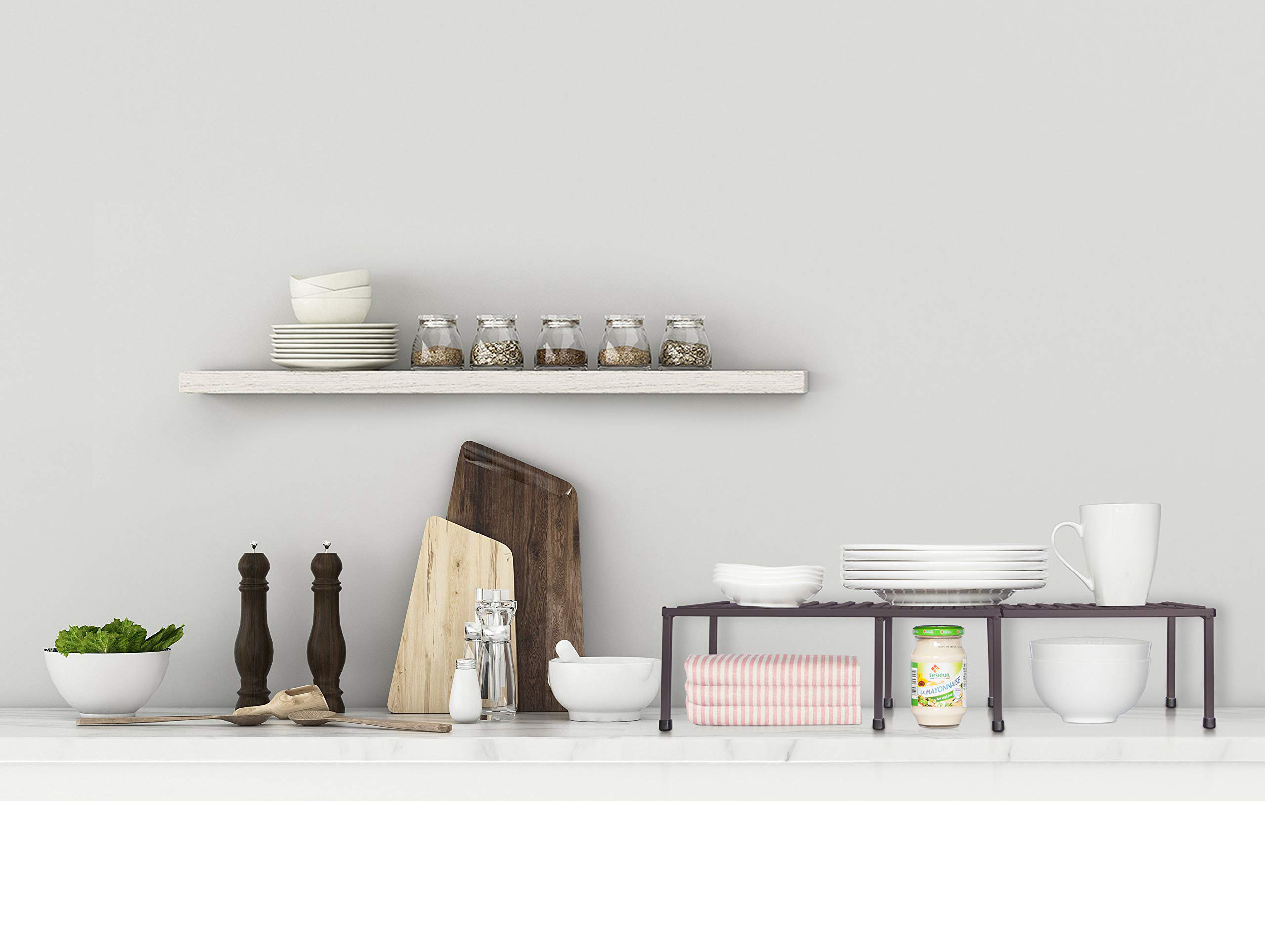 Prep & Savour Bronze Adjustable Metal Pantry Storage Rack - Expandable ...