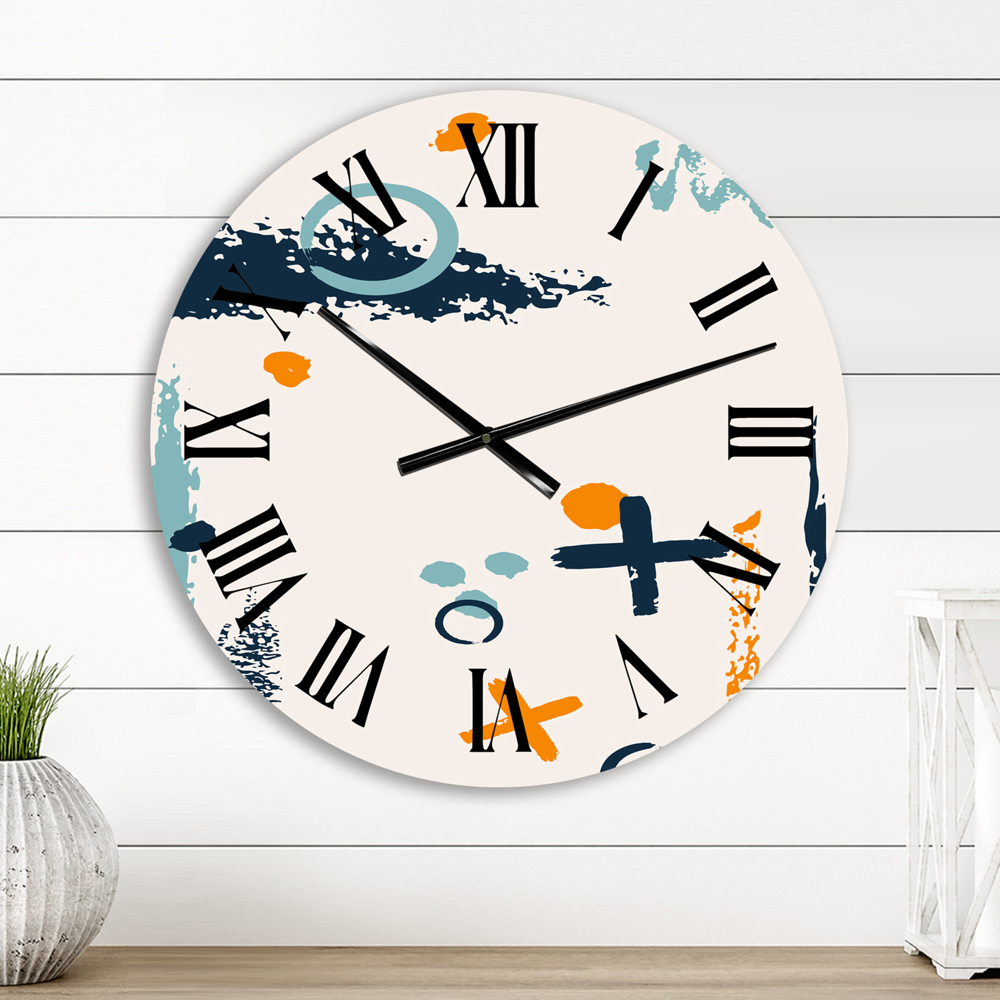 East Urban Home Natural Vintage Shapes on Retro Colors IX Wall Clock ...