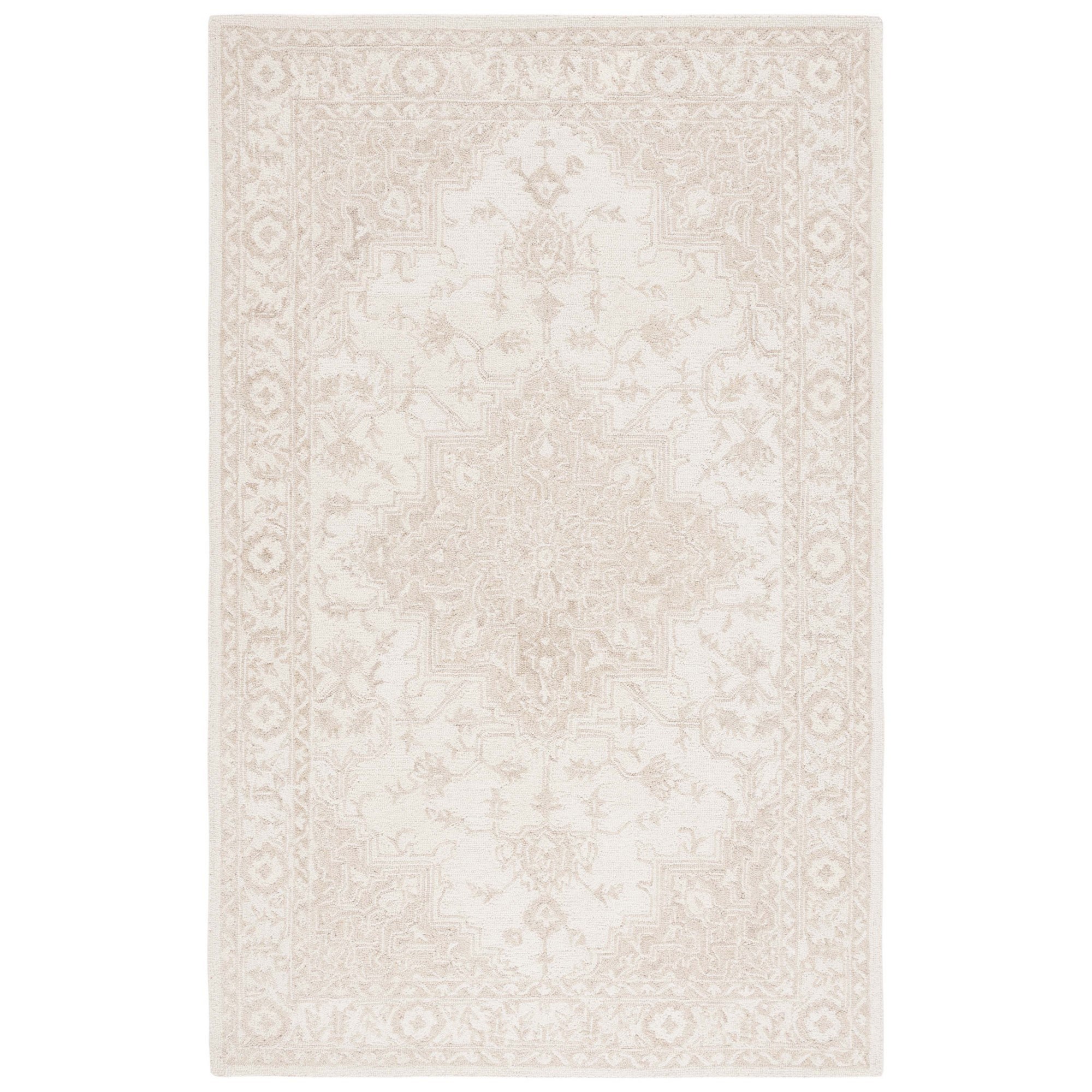 Safavieh Oriental Hand Tufted Wool/Cotton Oriental Rug in Ivory/Beige ...
