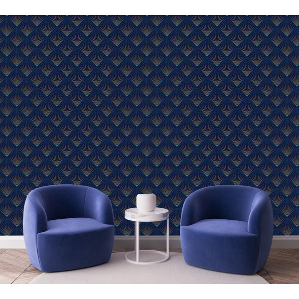 Blue Pre-Pasted Wallpaper You'll Love | Wayfair