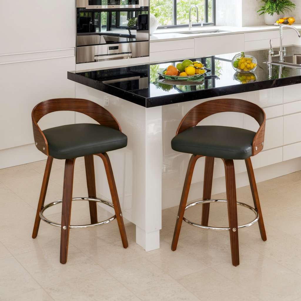 George Oliver Bar Stools Set Of 2, Swivel Bar Height Stools With Low ...